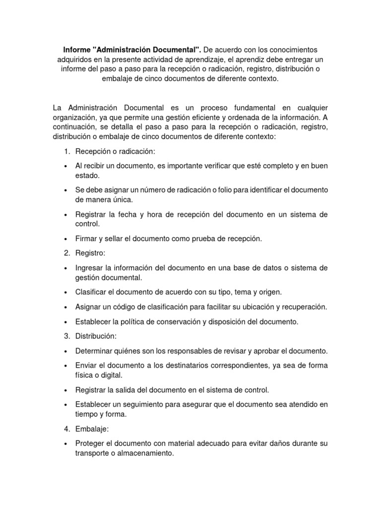 Informe Administración Documental | PDF