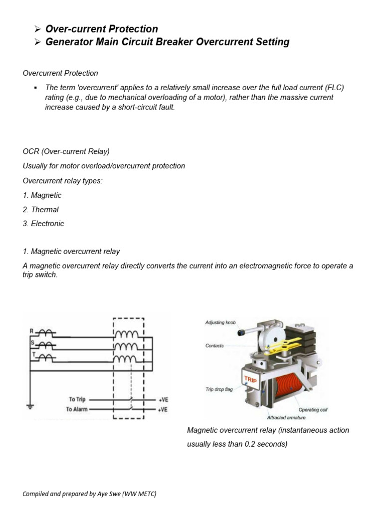 Motor & Generator OCR MSB Setting | PDF | Relay | Rectifier