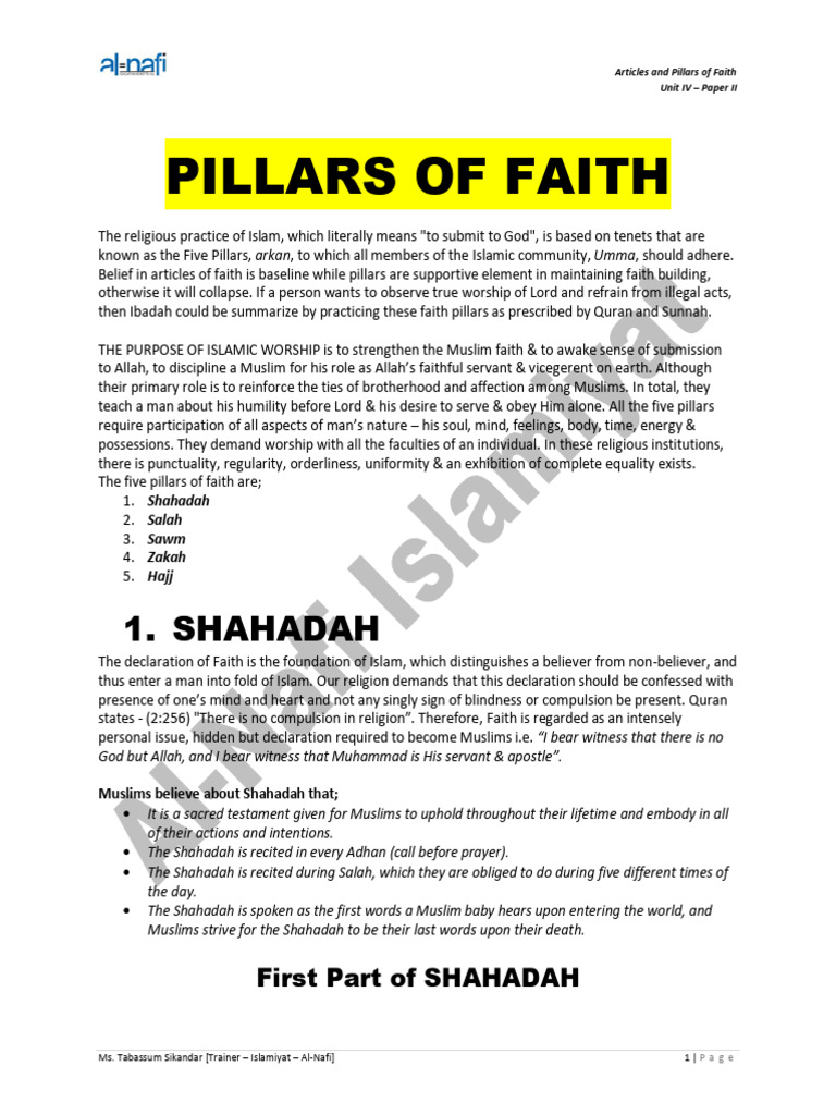 DSUj8VFTcqemZUW2PlB2 - PILLARS OF FAITH - A | PDF | Sharia | Abrahamic Religions
