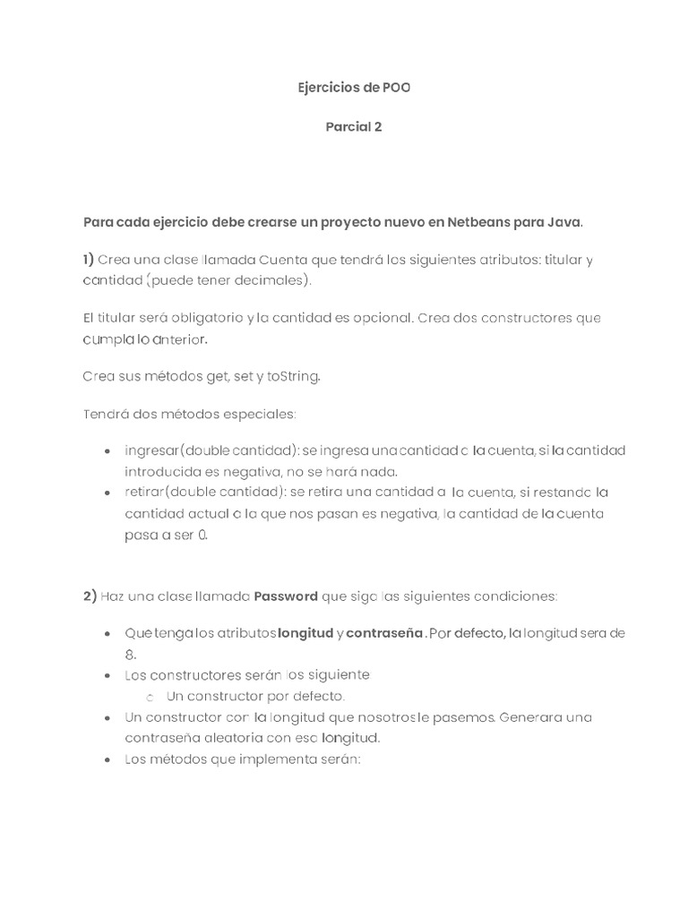 POO Ejercicios | PDF