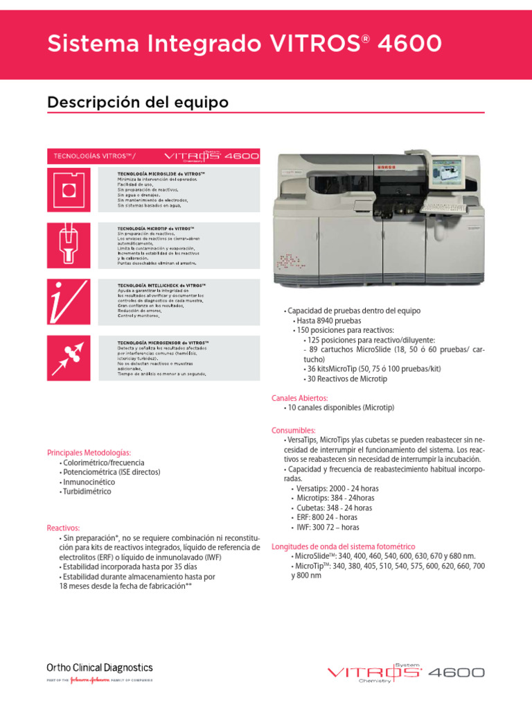 Ortho Vitros4600 | PDF | Laboratorios