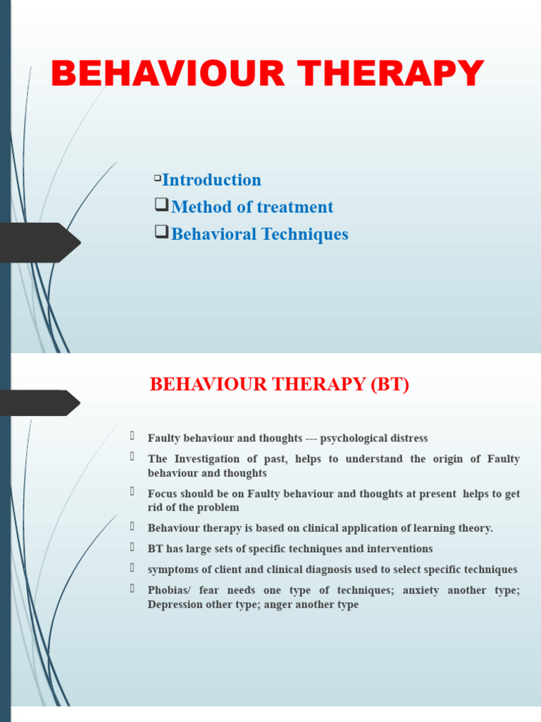 CH 5 Therapeutic Approaches PPT 3 | Download Free PDF | Behaviour Therapy | Psychology