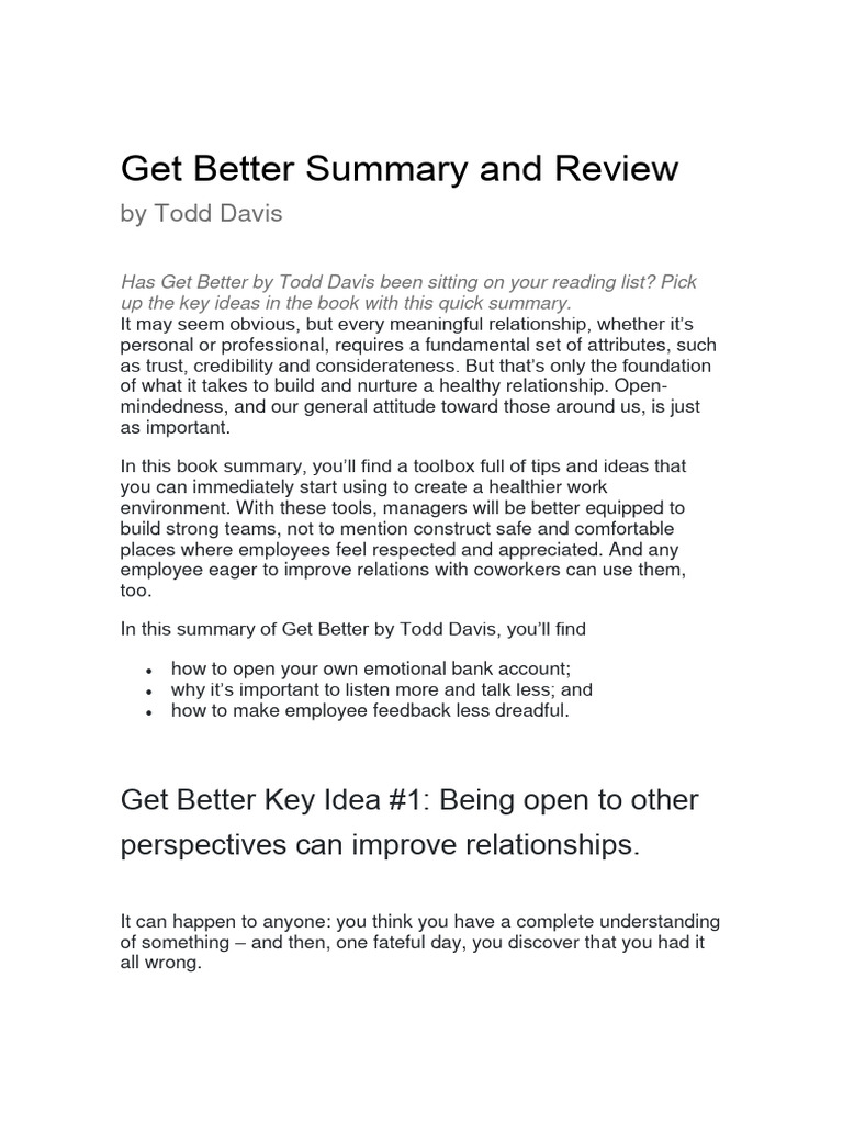 Get Better Summary | Download Free PDF | Humility | Credibility