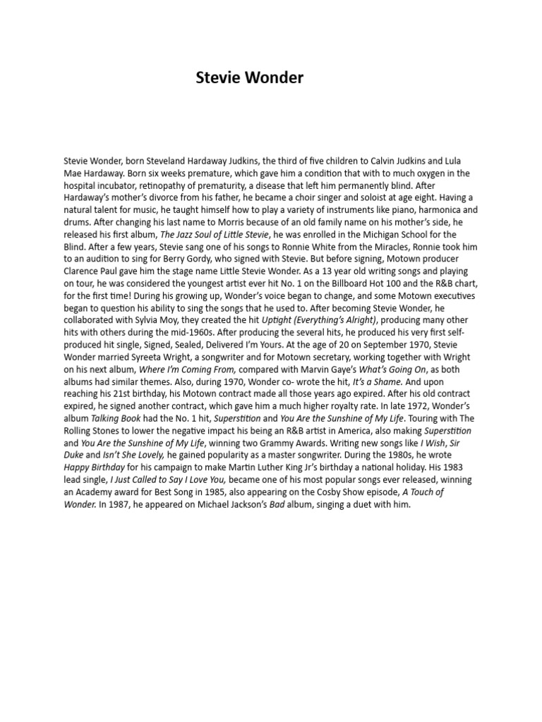 Stevie Wonder | PDF | Motown | Universal Music Group