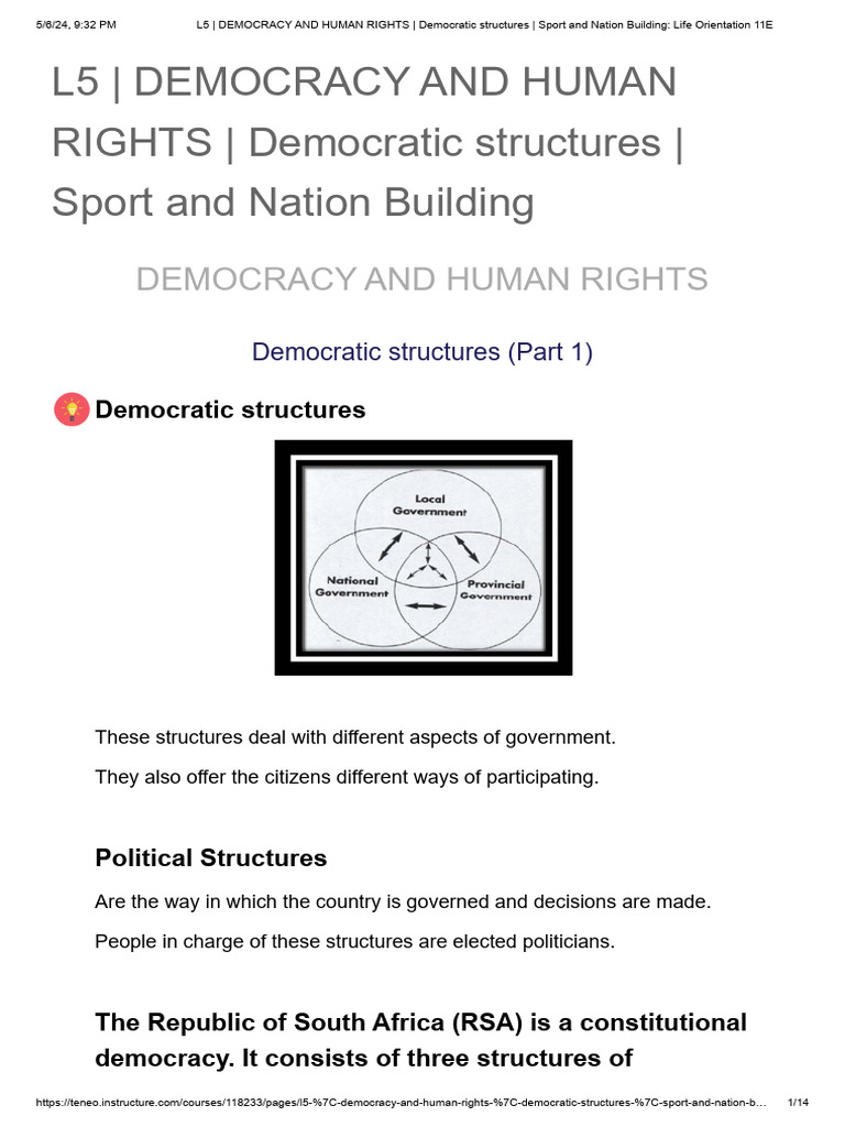 L5 - DEMOCRACY and HUMAN RIGHTS - Democratic Structures - Sport and ...