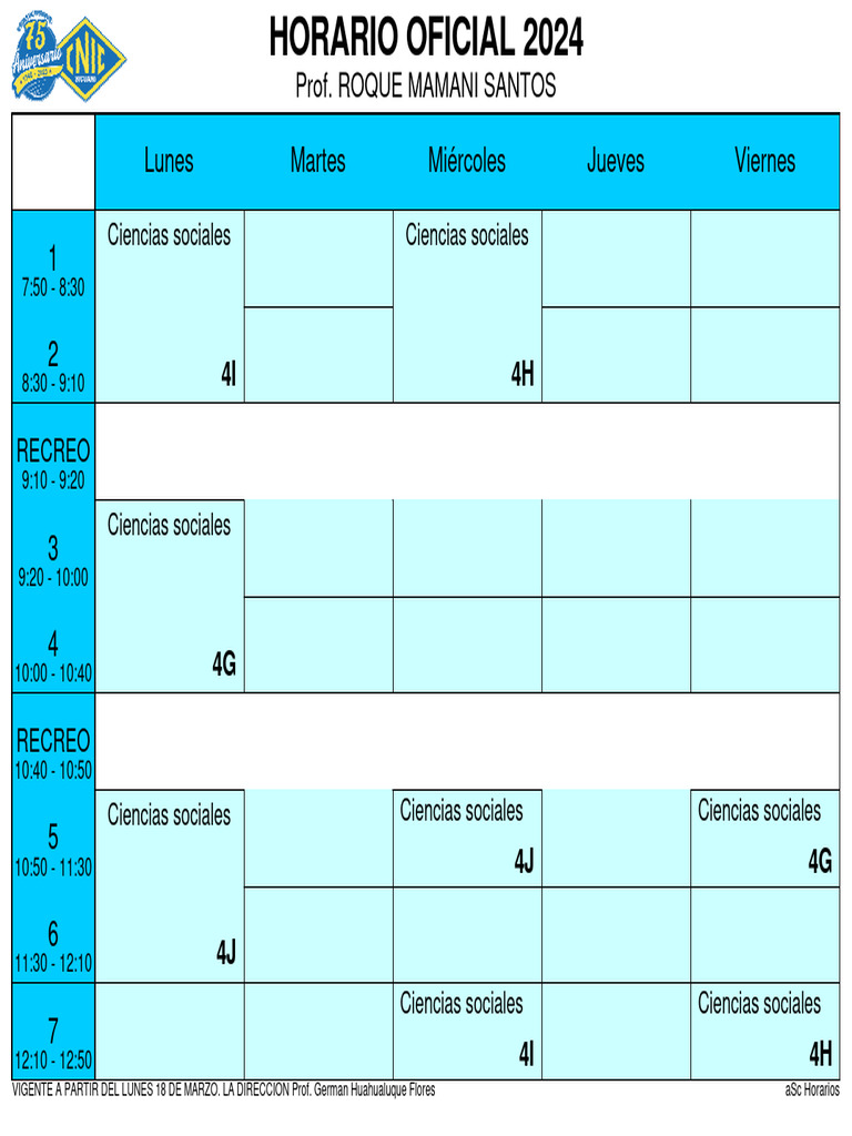 Horario Mañana Prof Actualizado | PDF | Artes del lenguaje y disciplina ...