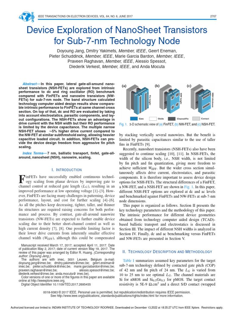 Device Exploration of NanoSheet Transistors For Sub-7-Nm Technology ...