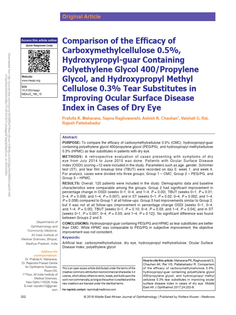 Dry Eye Tear Substitute Efficacy | PDF | Clinical Medicine