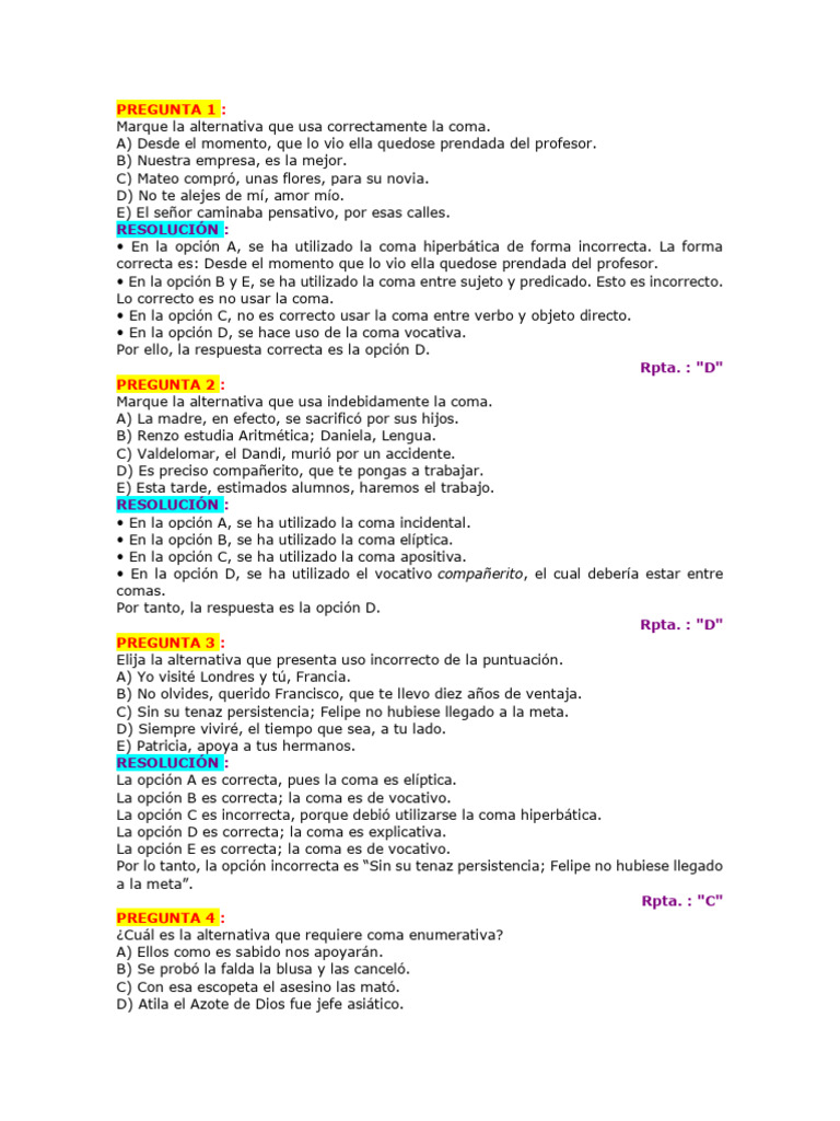 Uso correcto de la coma en oraciones | PDF | Sintaxis | Gramática