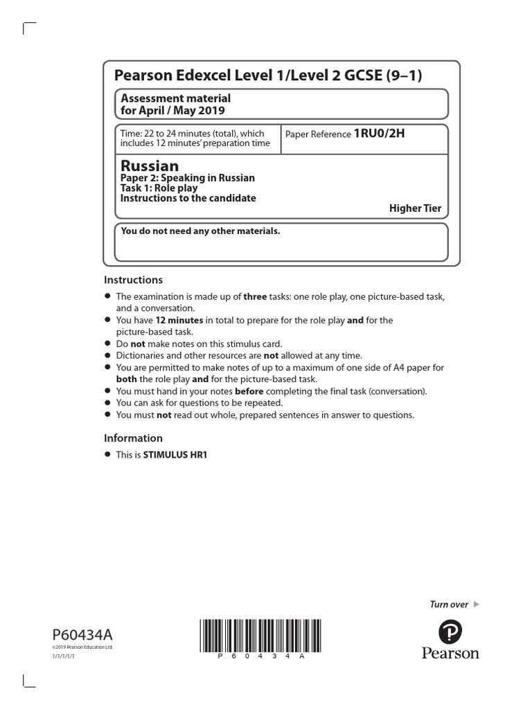 Russian GCSE Speaking Exam Tasks | PDF | Russian Language | Qualifications