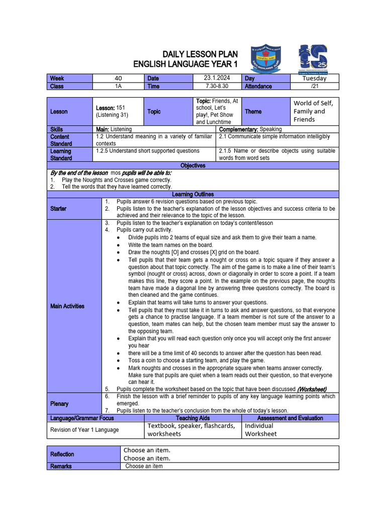 Year 1 English Lesson Plans Overview | PDF | Lesson Plan | Teachers