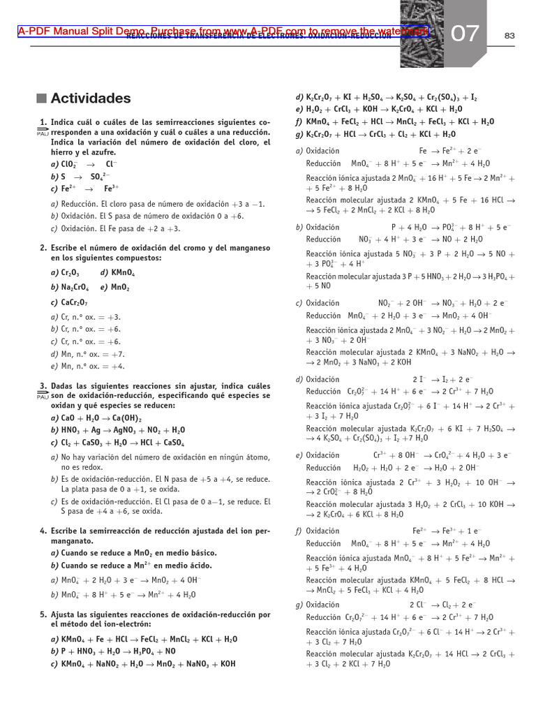 Ejercicios Resueltos REDOX | PDF | Redox | Electrodo
