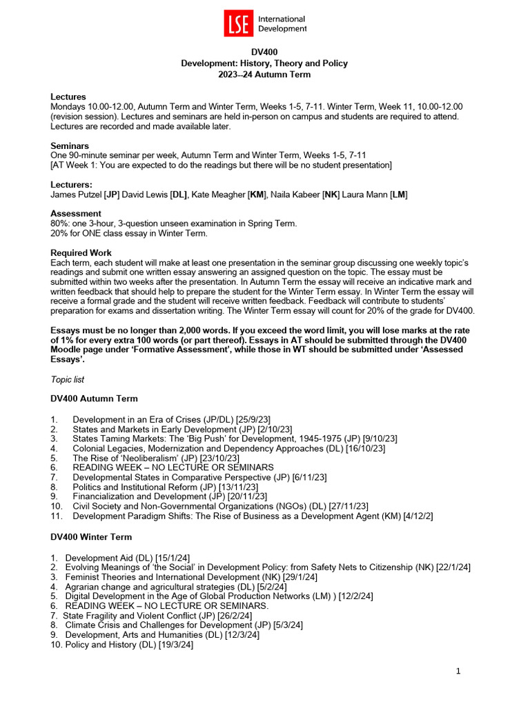 DV400 2023 AT Reading List MASTER | PDF | Neoliberalism | Modernization ...