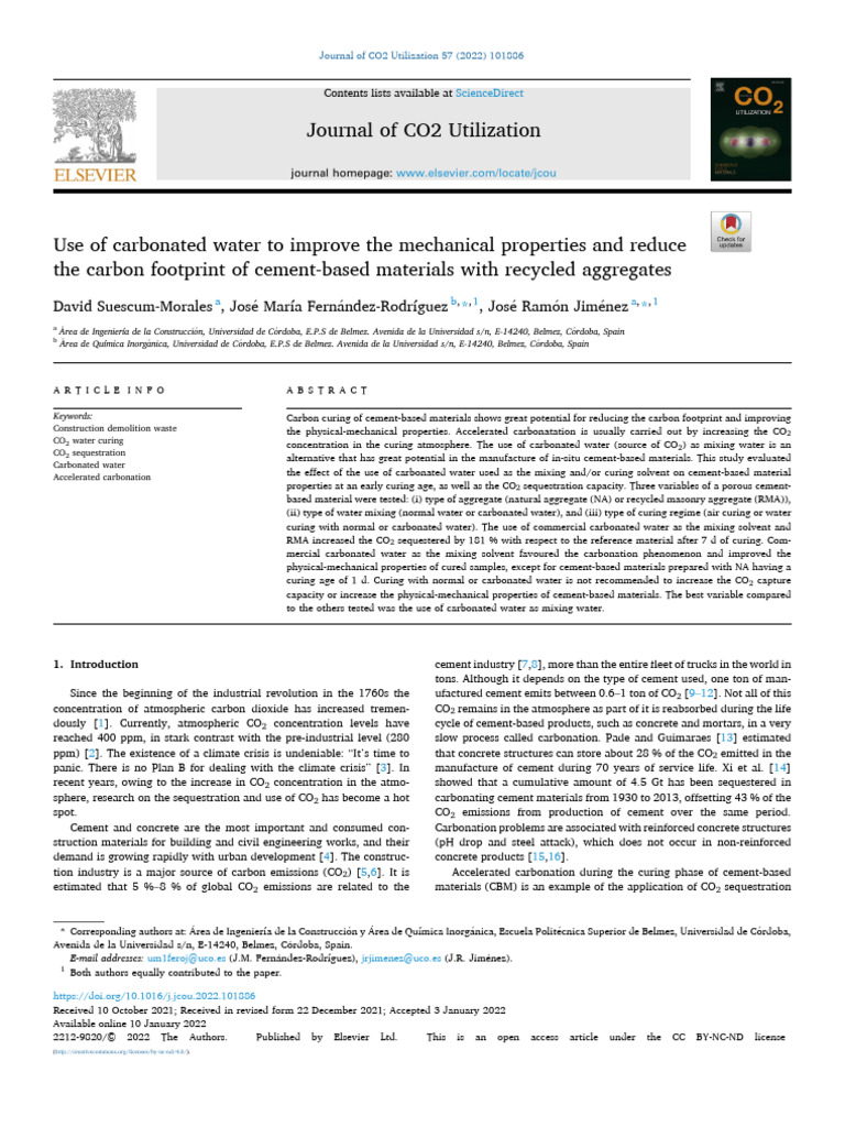 1 s2.0 S2212982022000051 Main | PDF | Concrete | Carbon Dioxide