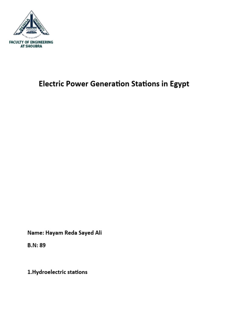 Electric Power Generation in Egypt | PDF | Electric Generator ...