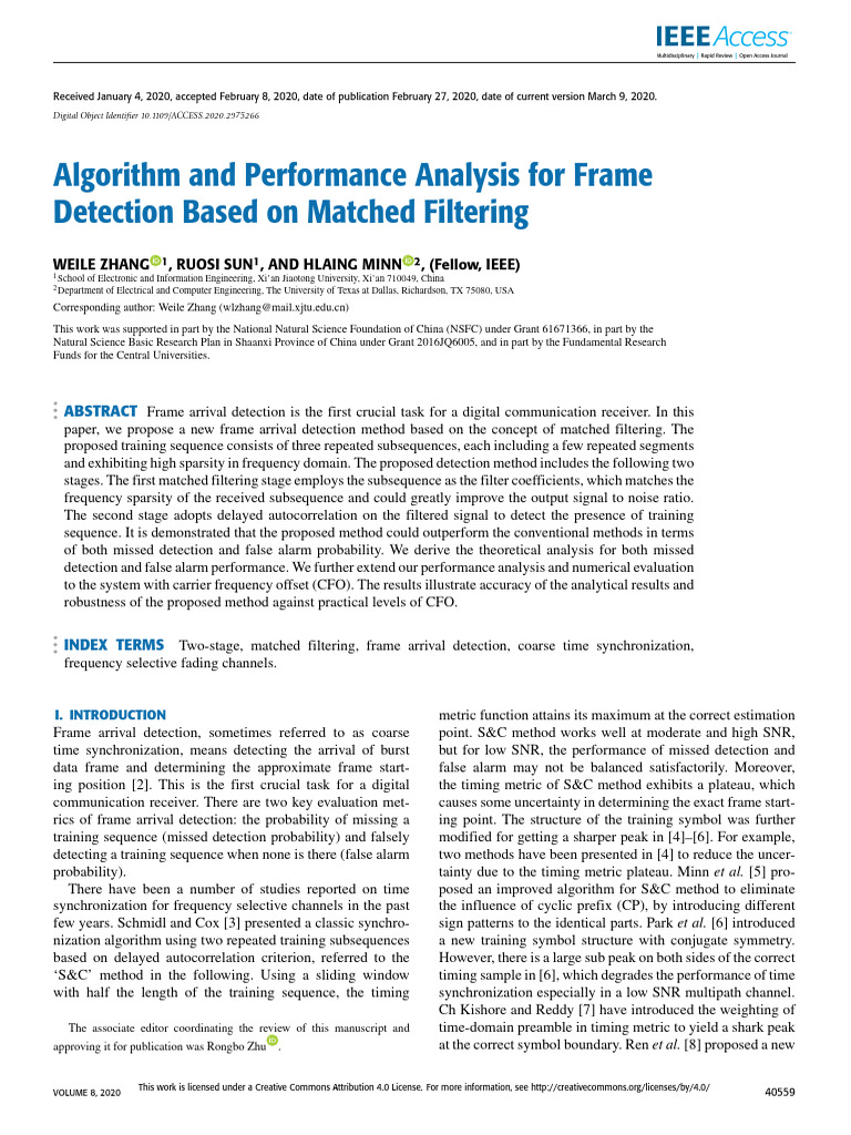 Matched Filtering for Frame Detection | PDF | Signal To Noise Ratio ...