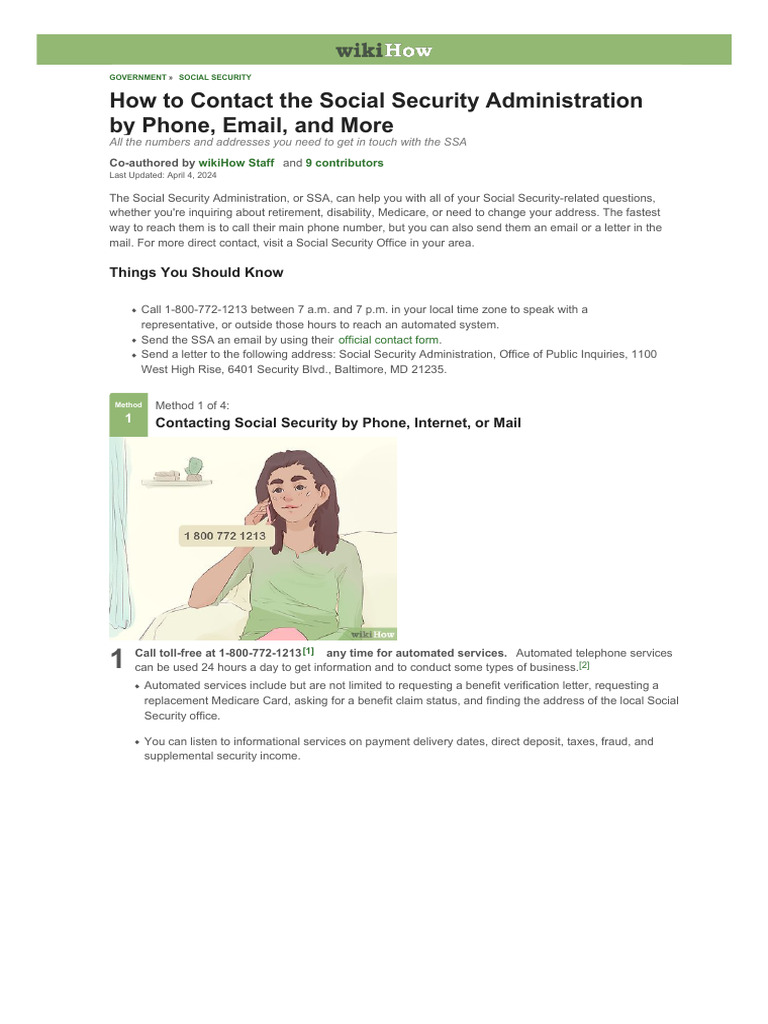 Contacting the Social Security Administration | PDF | Social Security ...