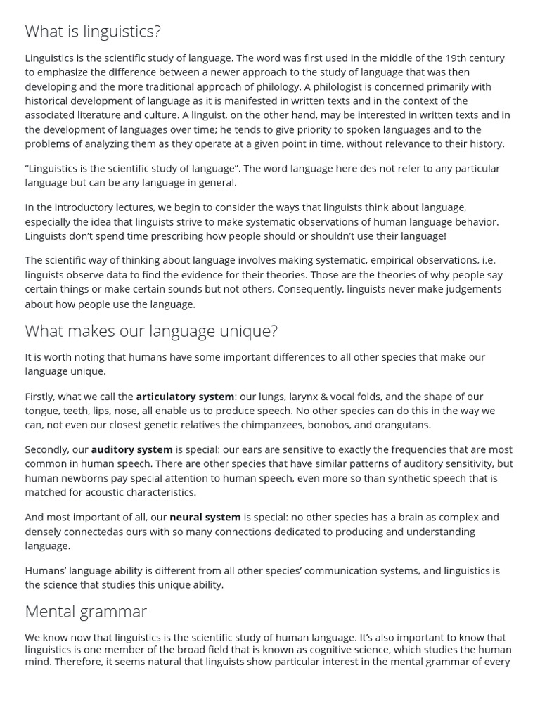 What Is Linguistics | Download Free PDF | Linguistics | Semantics