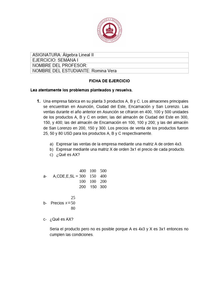 Semana I - Ficha - Algebra Lineal Ii | PDF | Matemáticas | Física ... Semana I - Ficha - Algebra Lineal Ii | PDF | Matemáticas | Física ...