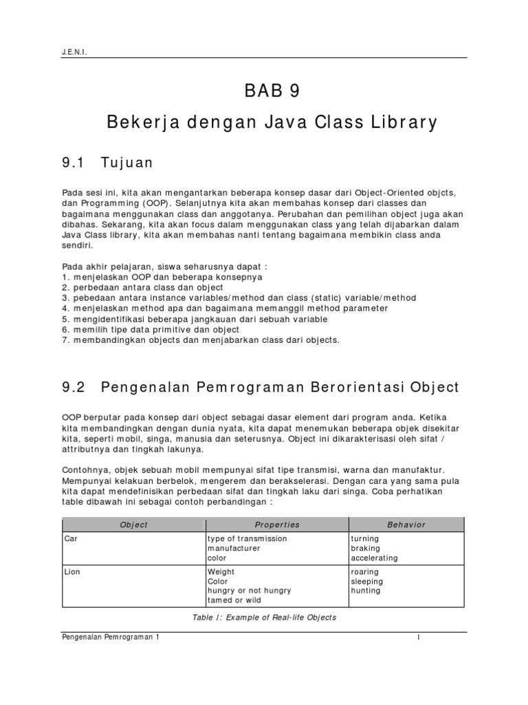 Pengenalan OOP dengan Java | PDF
