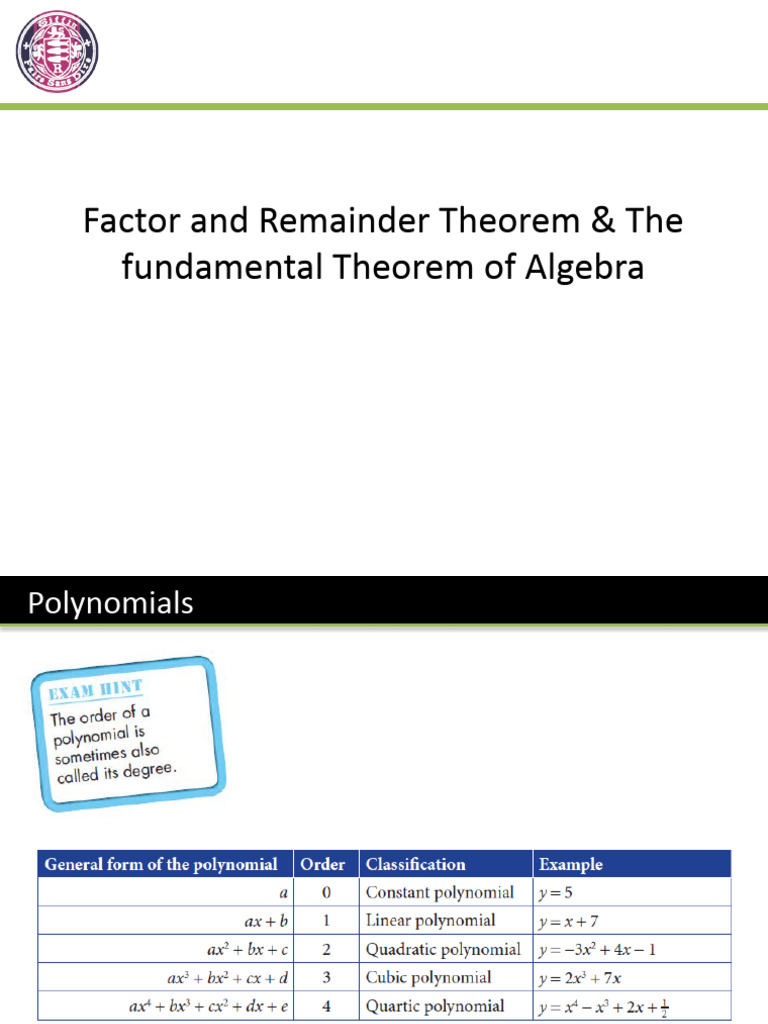 1-Polynomials Theorems | PDF | Factorization | Polynomial