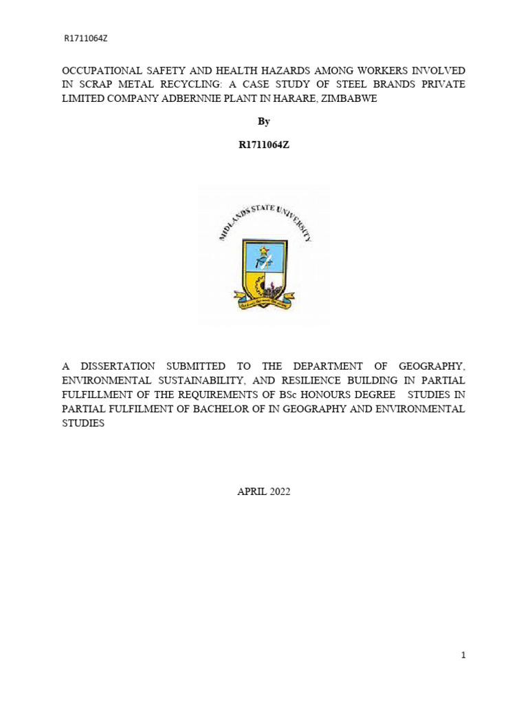 Occupational Safety and Health Hazards Among Workers Involved in Scrap ...