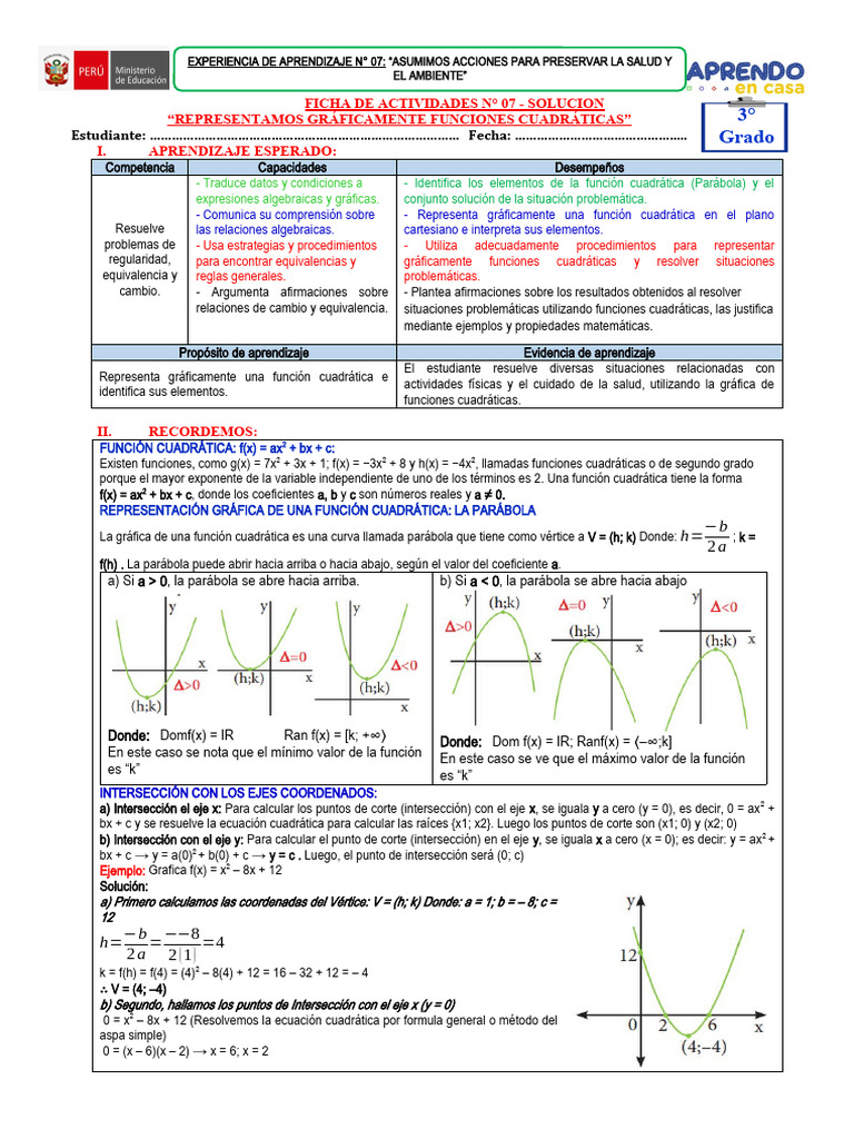 Solucion Ficha 7 - 3ero - Exp 7 | PDF | Función (Matemáticas) | Matemáticas