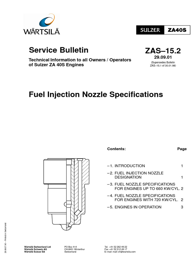 Fuel Injection Nozzle Specifications | PDF | Engines | Fuel Injection
