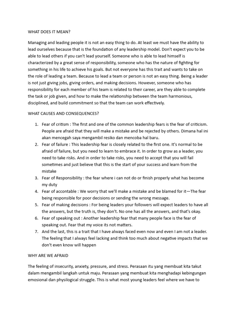 The Fear of Managing and Leading People | PDF | Leadership | Fear