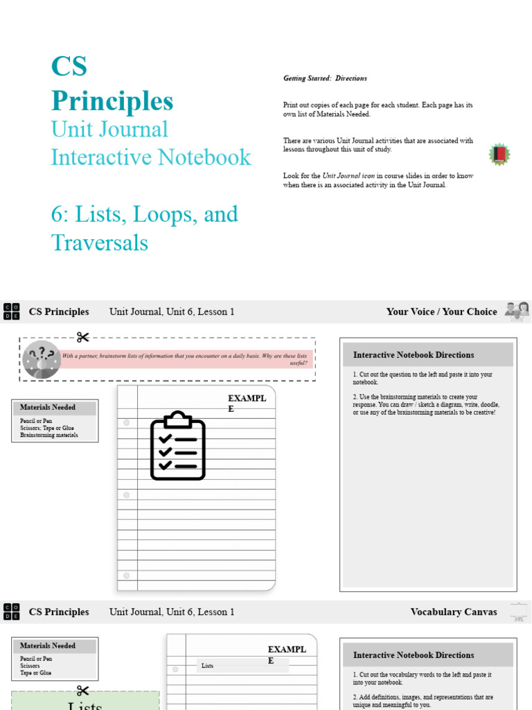Unit Journal Interactive Notebook 6 | PDF | Control Flow | Notebook