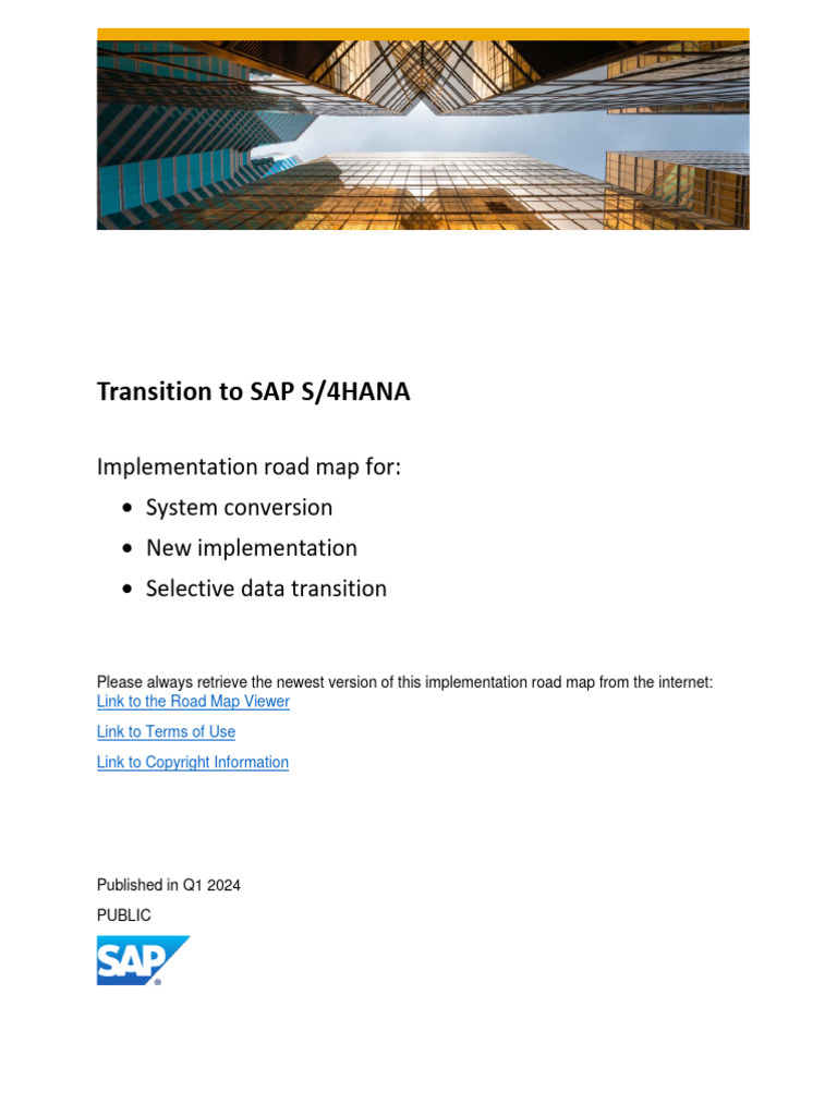 Transition To SAP S4HANA - 24Q1 Final | PDF | Cloud Computing | Business Process