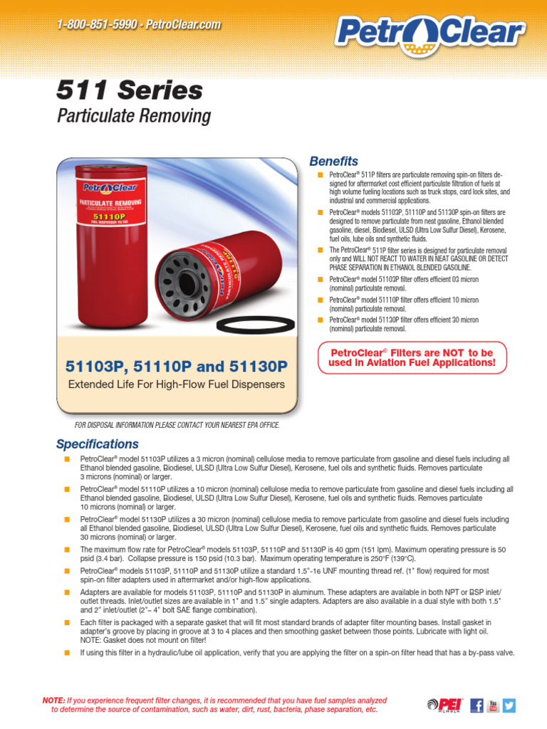 Filtro Petro Clear Serial 511 | PDF | Diesel Fuel | Gasoline