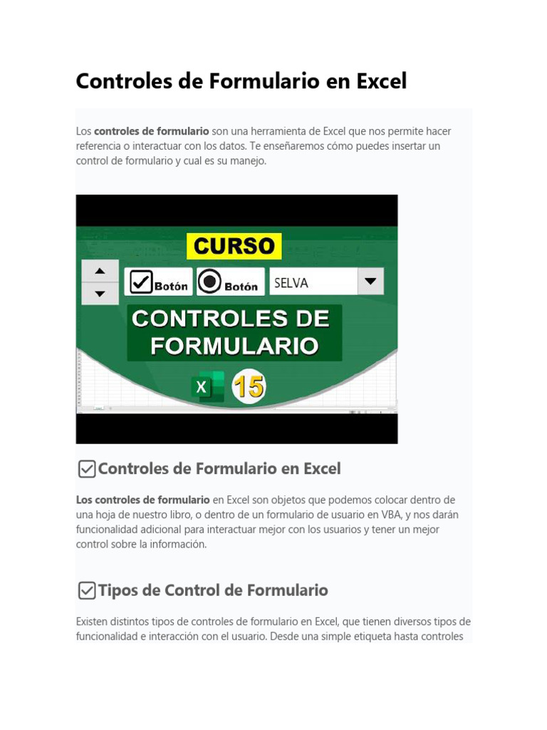 Controles de Formulario en Excel TT | Descargar gratis PDF | Microsoft Excel | Ciencias de la ...
