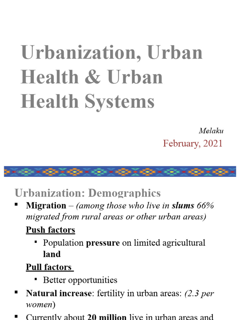 Session 1. Urbanization Health System | PDF | Slum | Urbanization