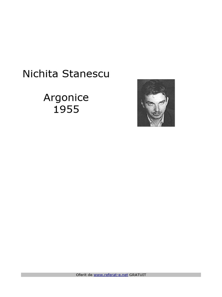 Nichita Stanescu-Argonice | PDF | Home & Garden