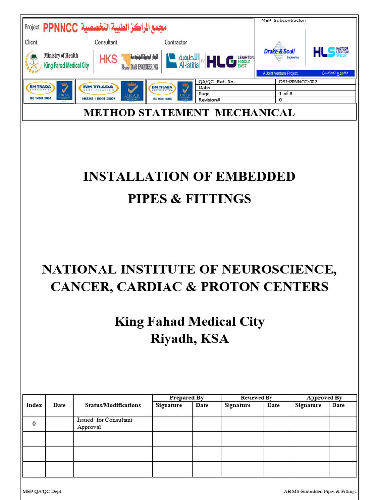 MS-HVAC-EMBEDDED PIPES and FITTINGS Final Rev.1 | PDF | Pipe (Fluid ...
