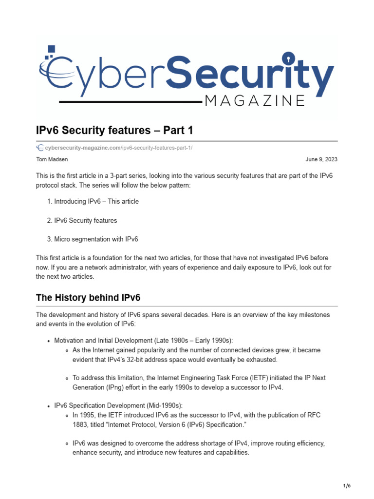 IPv6 Security Features Part 1 | Download Free PDF | I Pv6 | Ip Address