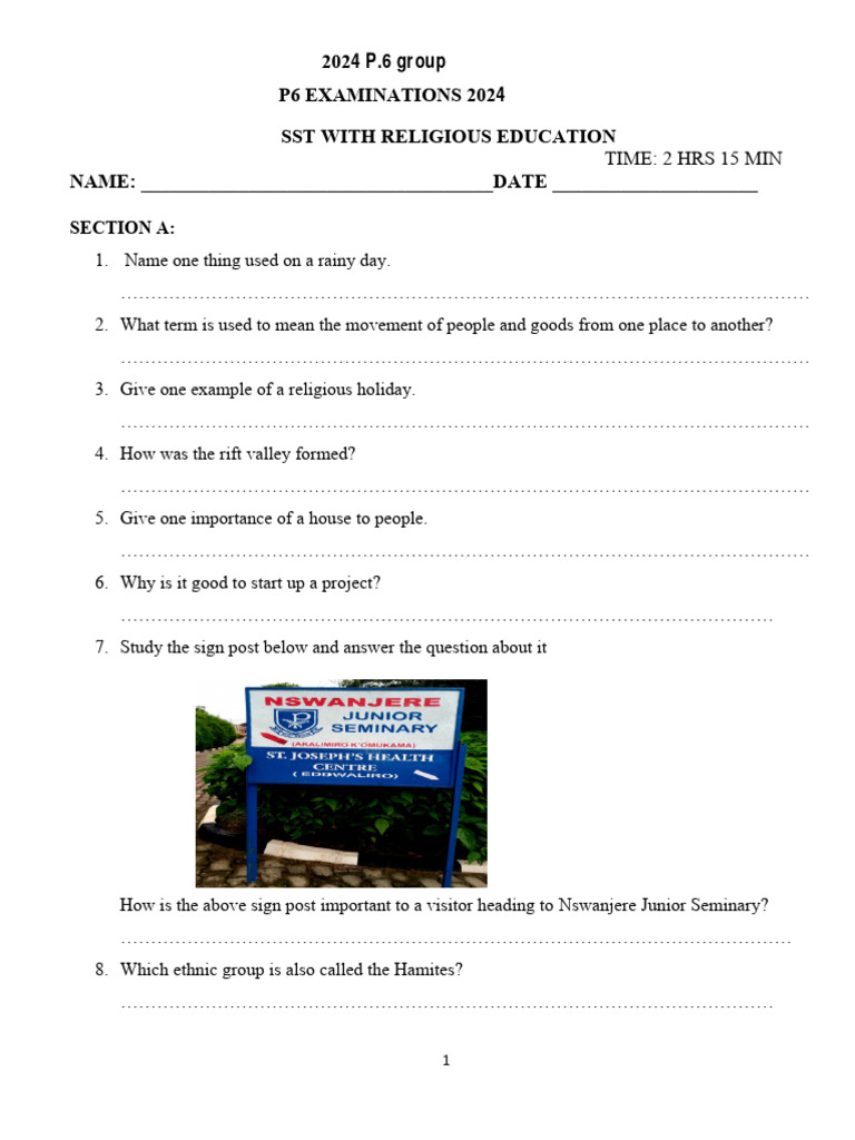 P6 SST Test | PDF | Abrahamic Religions | Monotheistic Religions