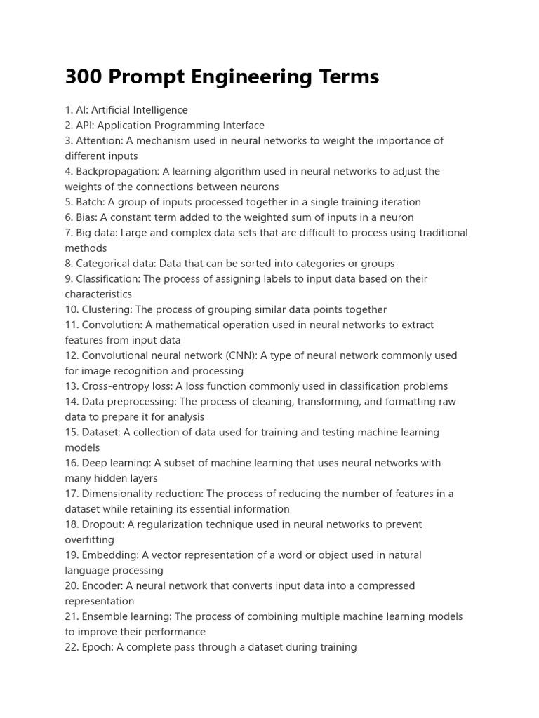 300 Prompt Engineering Terms | PDF | Artificial Neural Network ...