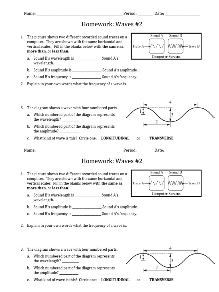 Waves Worksheet #2: Sound Analysis | PDF