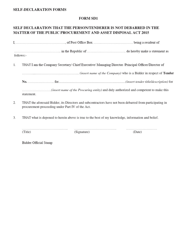 DECLARATION-FORMS SD1 and SD2 | Download Free PDF | Governance