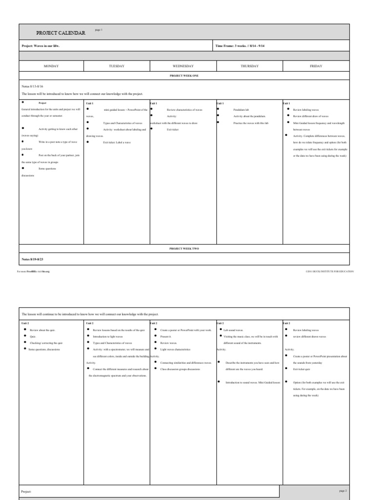 Waves in Our Life Project - Calendar | PDF | Waves