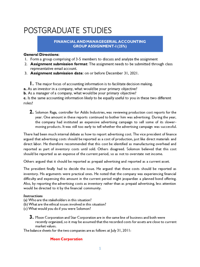 1 - Financial - Managerial Acc Assignment Mba Weekend | PDF | Equity (Finance) | Balance Sheet