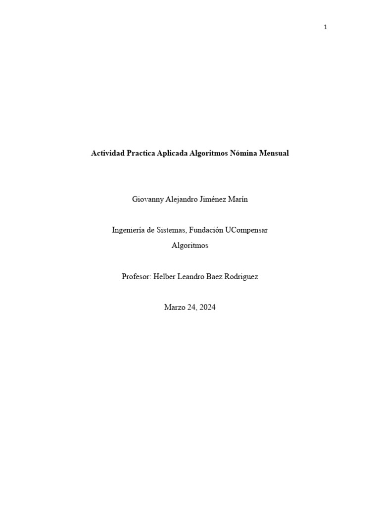 Actividad Practica Aplicada Algoritmos Nómina Mensual | PDF ... Actividad Practica Aplicada Algoritmos Nómina Mensual | PDF ...