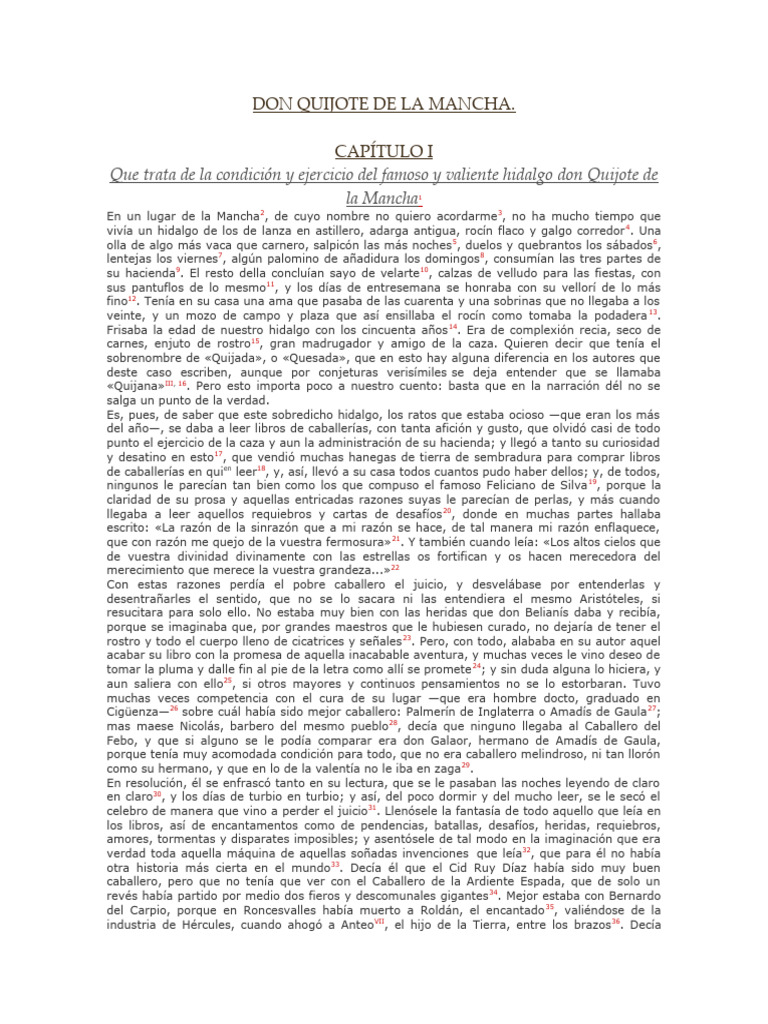 Introducción a Don Quijote de la Mancha | PDF | Don Quijote | Caballero