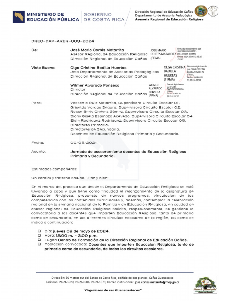 Circular DREC-DAP-ARER-003-2024 | PDF