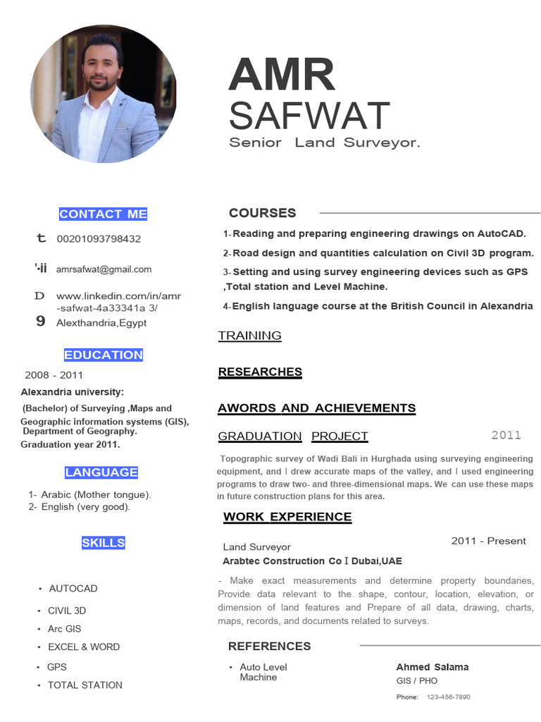 01-Amr Professional CV Resume | PDF | Surveying | Map