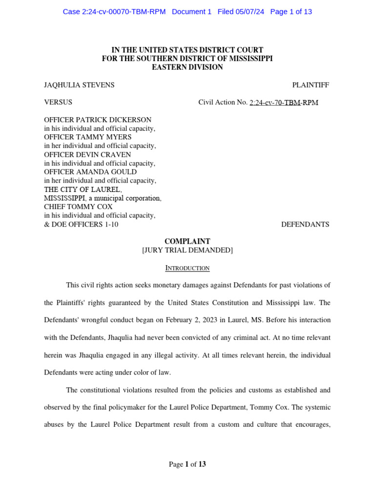 Amended Stevens v. LPD Lawsuit | PDF | Damages | Lawsuit