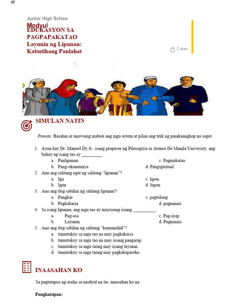 ESP G9 Module 1 | PDF