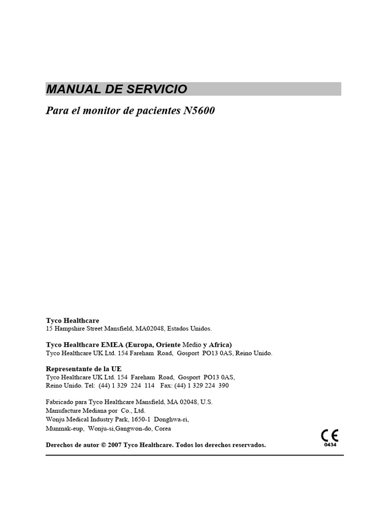 Manual Monitor Nellcor n5600 | PDF | Presión sanguínea | Hospital